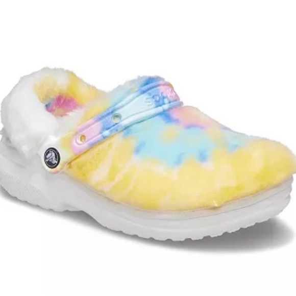 CROCS | Shoes | Classic Fur Sure Tie Dye Lined Multi Colored Clogs ...